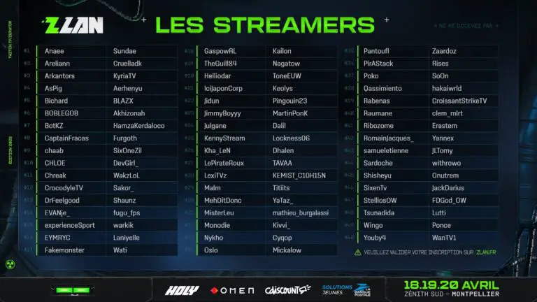 ZLAN 2025 : la liste complète des participants ! - E.SPORT.FR